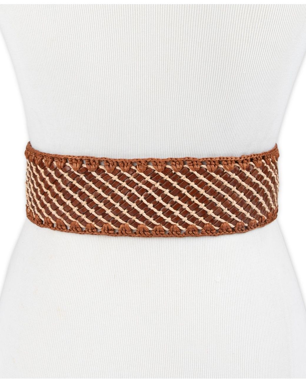 Sam Edelman Raffia And Leather Woven Belt in Brown | Lyst