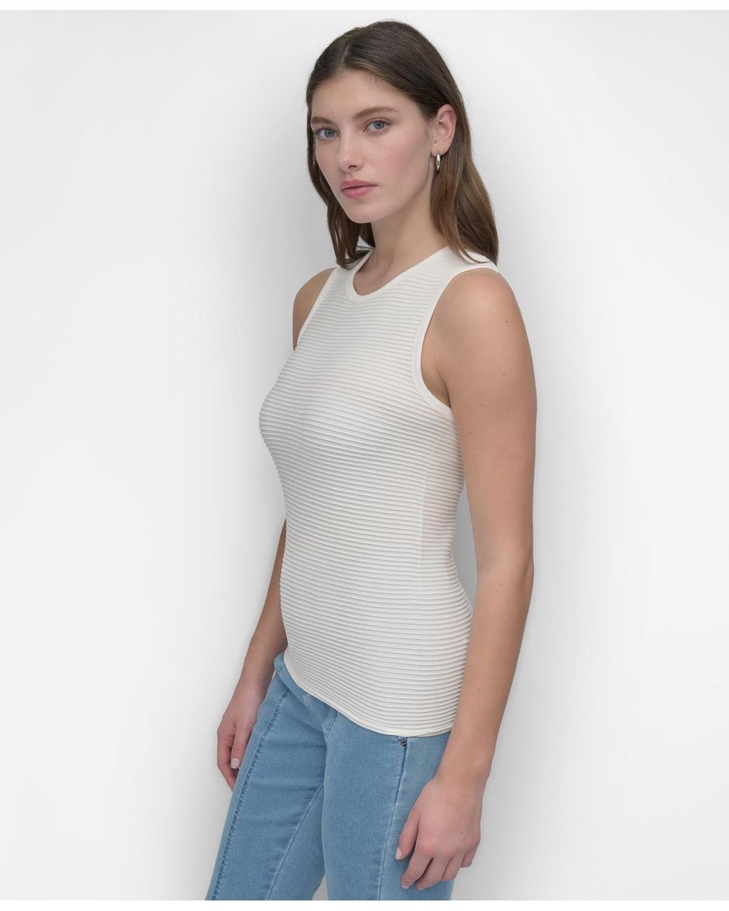DKNY Cutaway Seamless Tank in Gray | Lyst