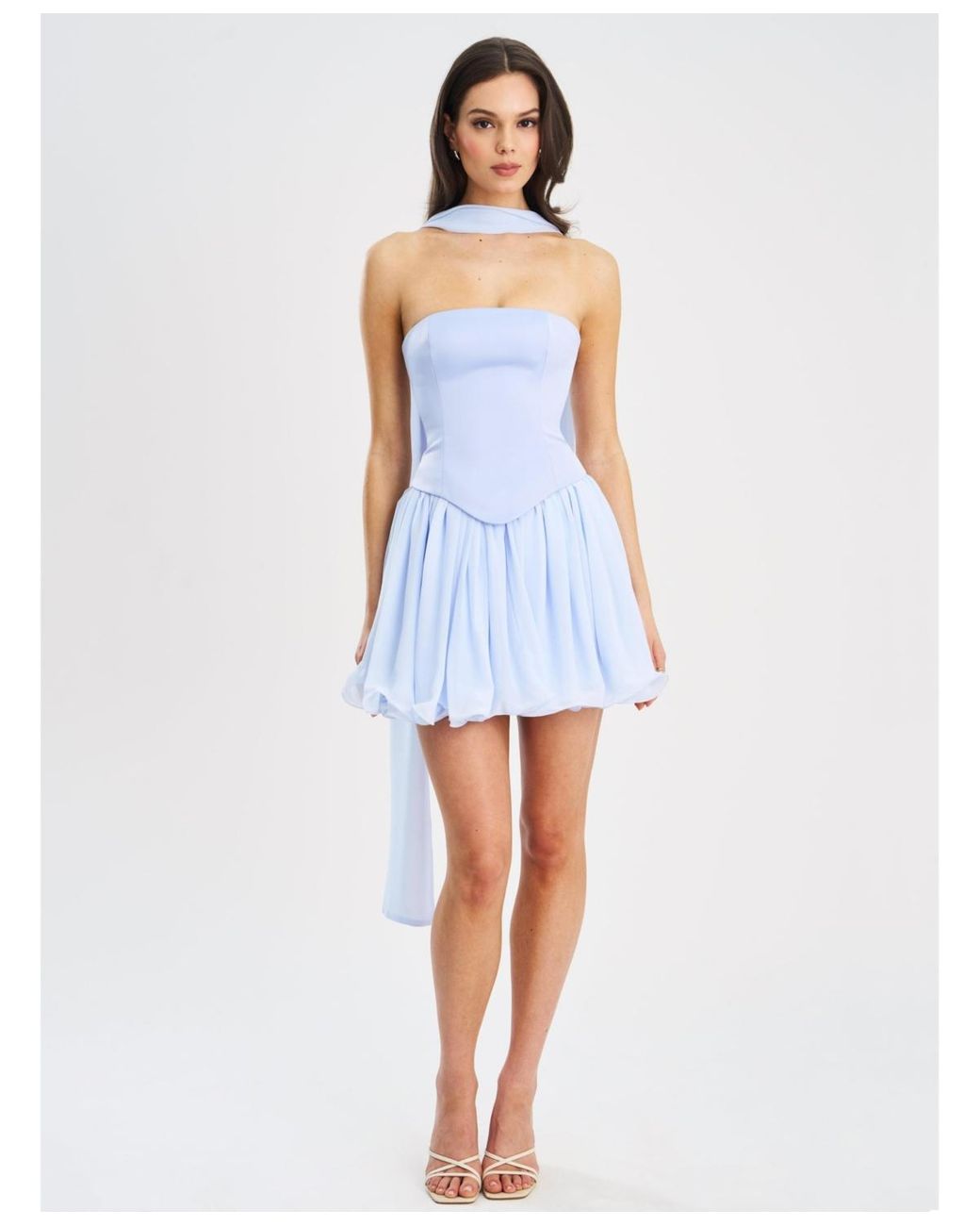 Miss Circle Valentina Boned Curve Edge Peplum Mini Dress in Blue | Lyst
