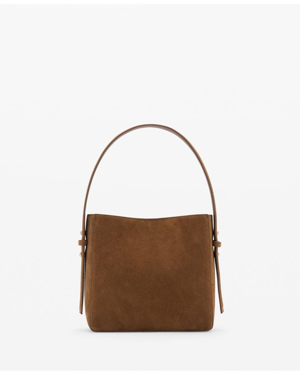 Mango Suede Mini Shopper Bag in Brown | Lyst
