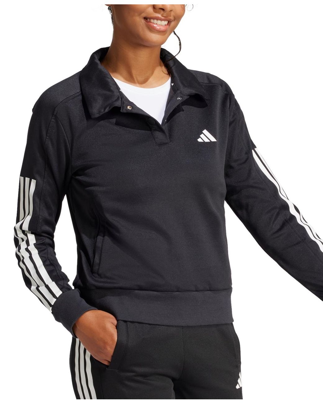 adidas Iconic 3-stripes Snap Track Top in Blue | Lyst