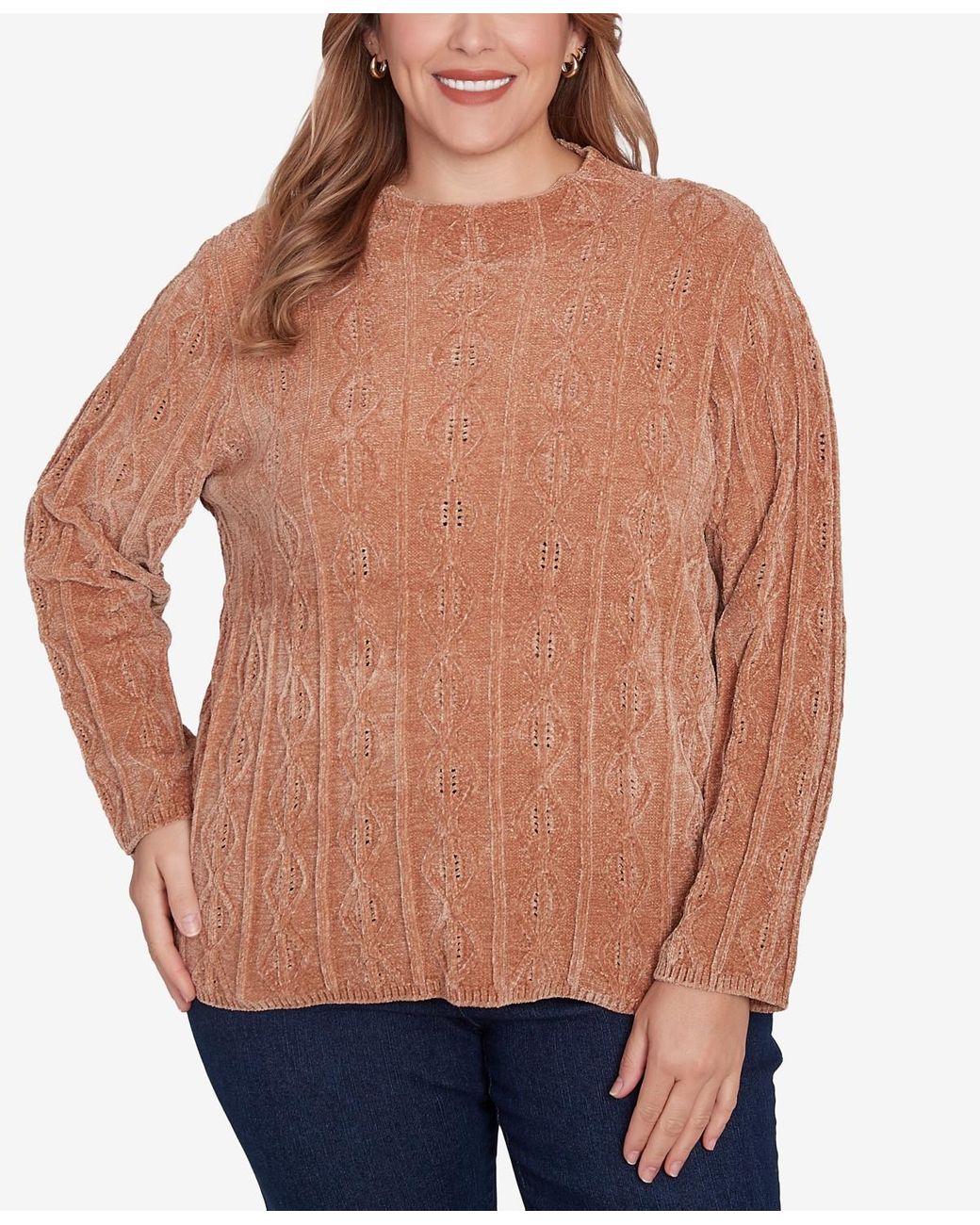 hearts of palm Plus Size Red-y To Shine Chenille Sweater in Orange | Lyst