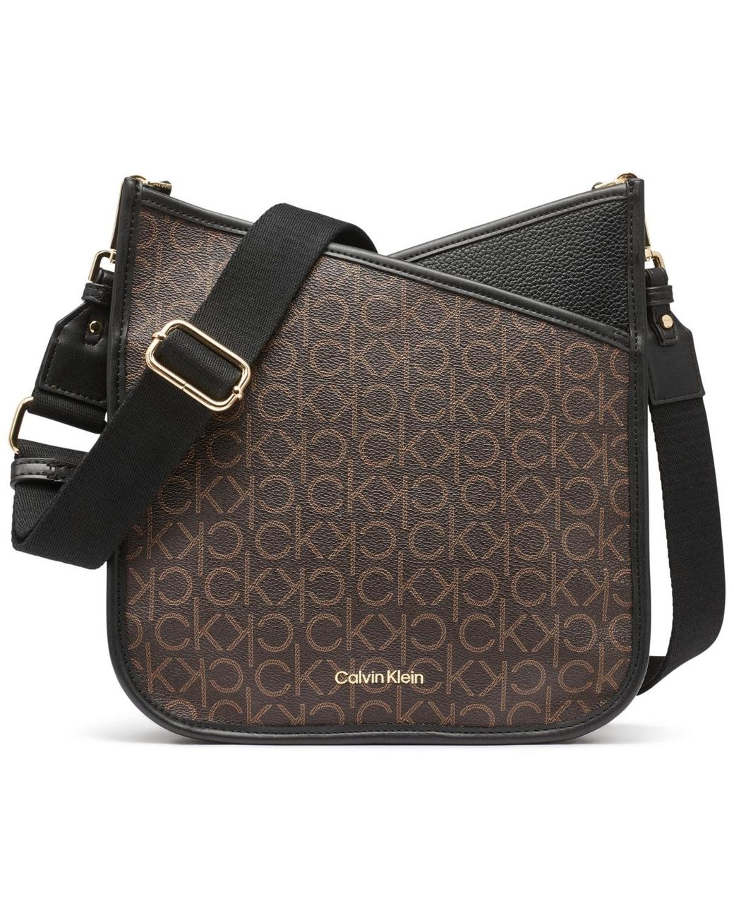 Calvin Klein Lyla Signature Adjustable Crossbody in Black | Lyst