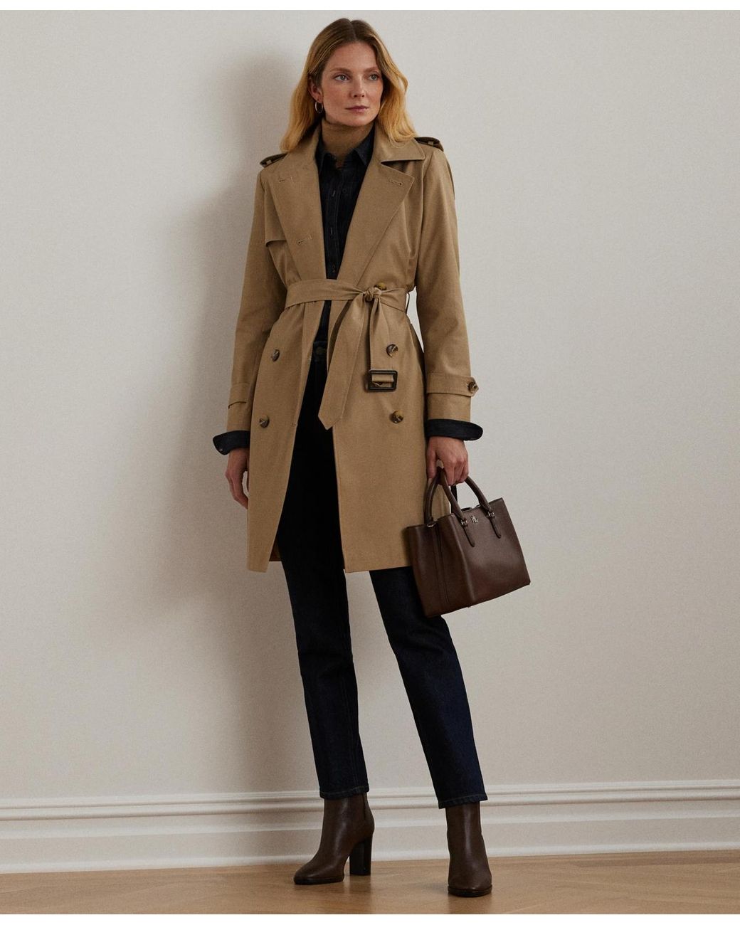 Ralph Lauren Belted Water-resistant Trench Coat in Natural | Lyst