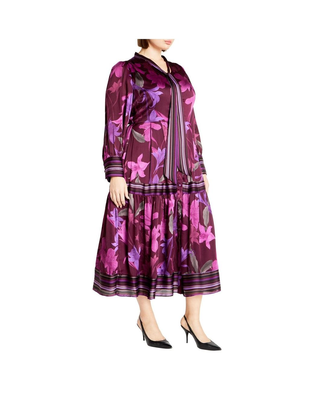 City Chic Plus Size Suzanne Maxi Dress in Purple | Lyst