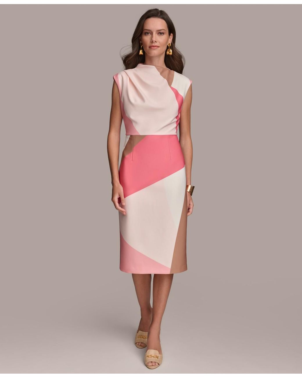 Donna Karan Donna Karan Colorblocked Sheath Dress In Pink Lyst