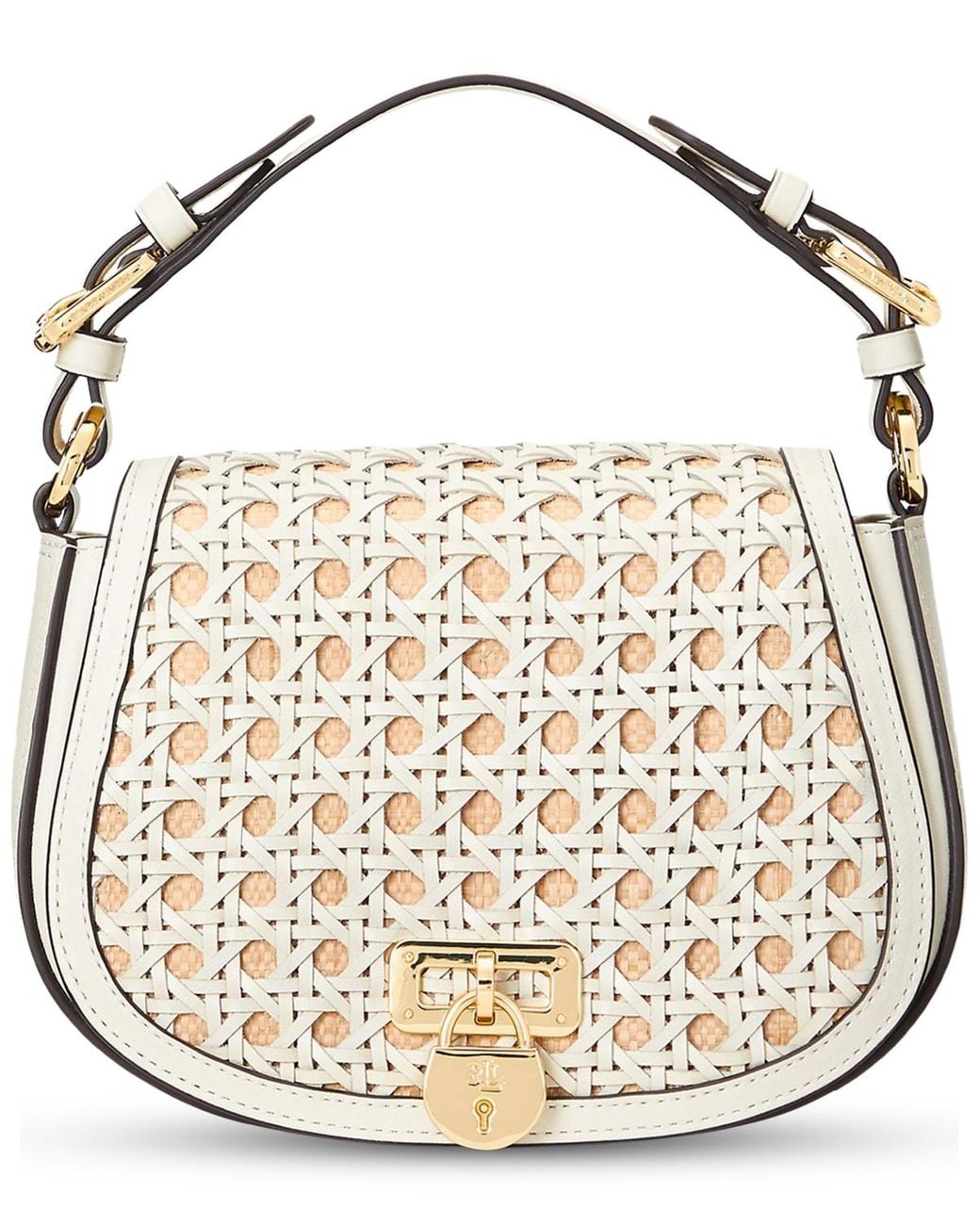 Ralph Lauren Woven Medium Tanner Crossbody Bag in Natural | Lyst