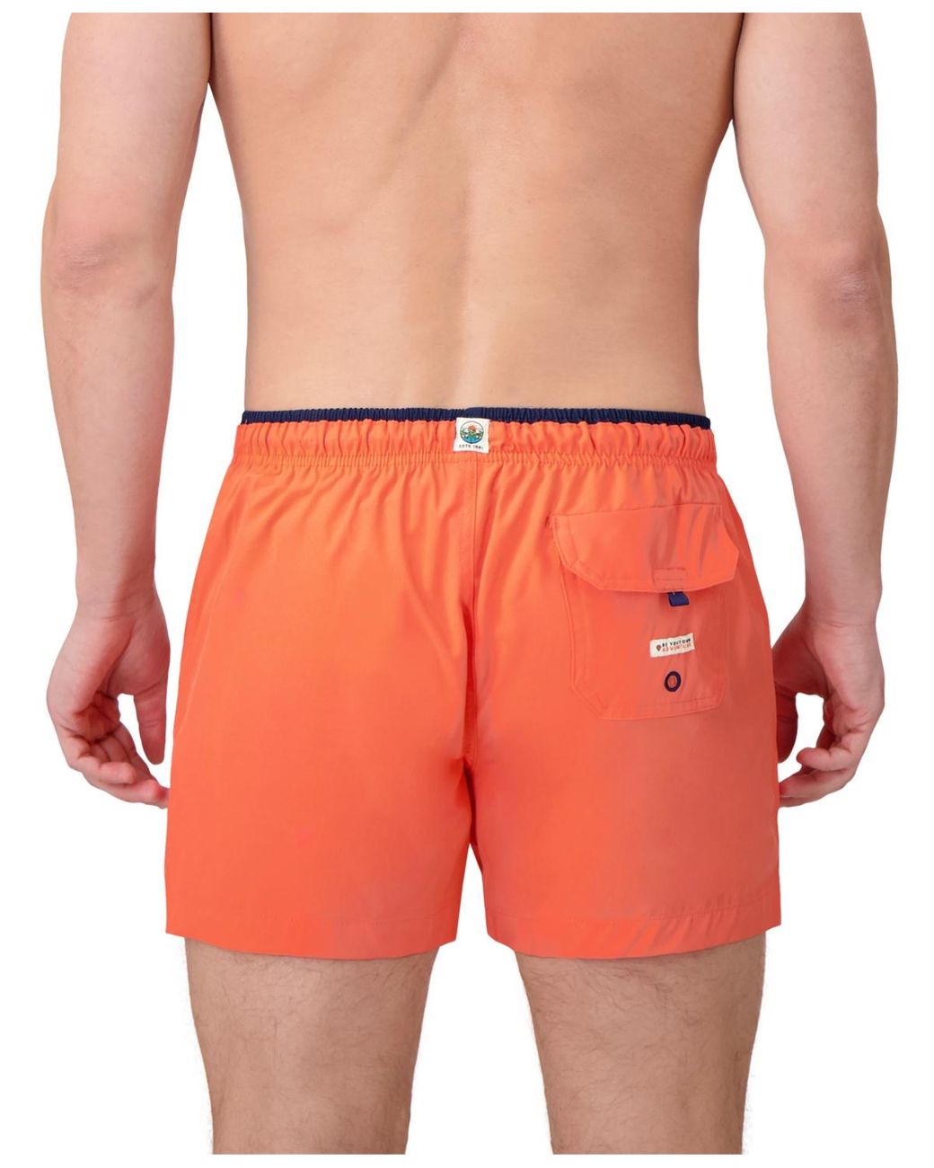 Sunset and Vine Solid Woven Swim Trunks in Orange for Men | Lyst