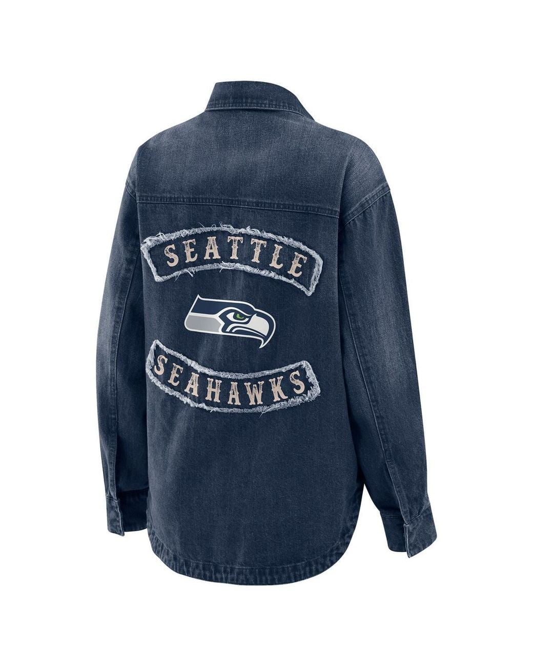 WEAR by Erin Andrews Seattle Seahawks Washed Oversized Full-snap ...