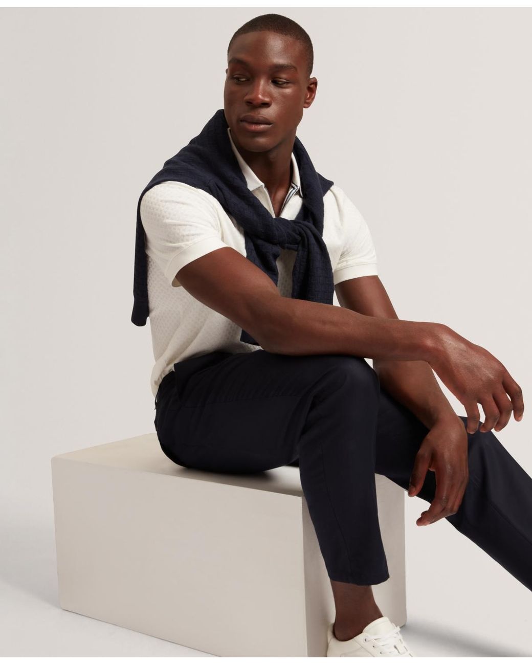 Ted Baker Cophen Short-sleeve T-stitch Polo Shirt in White for Men | Lyst