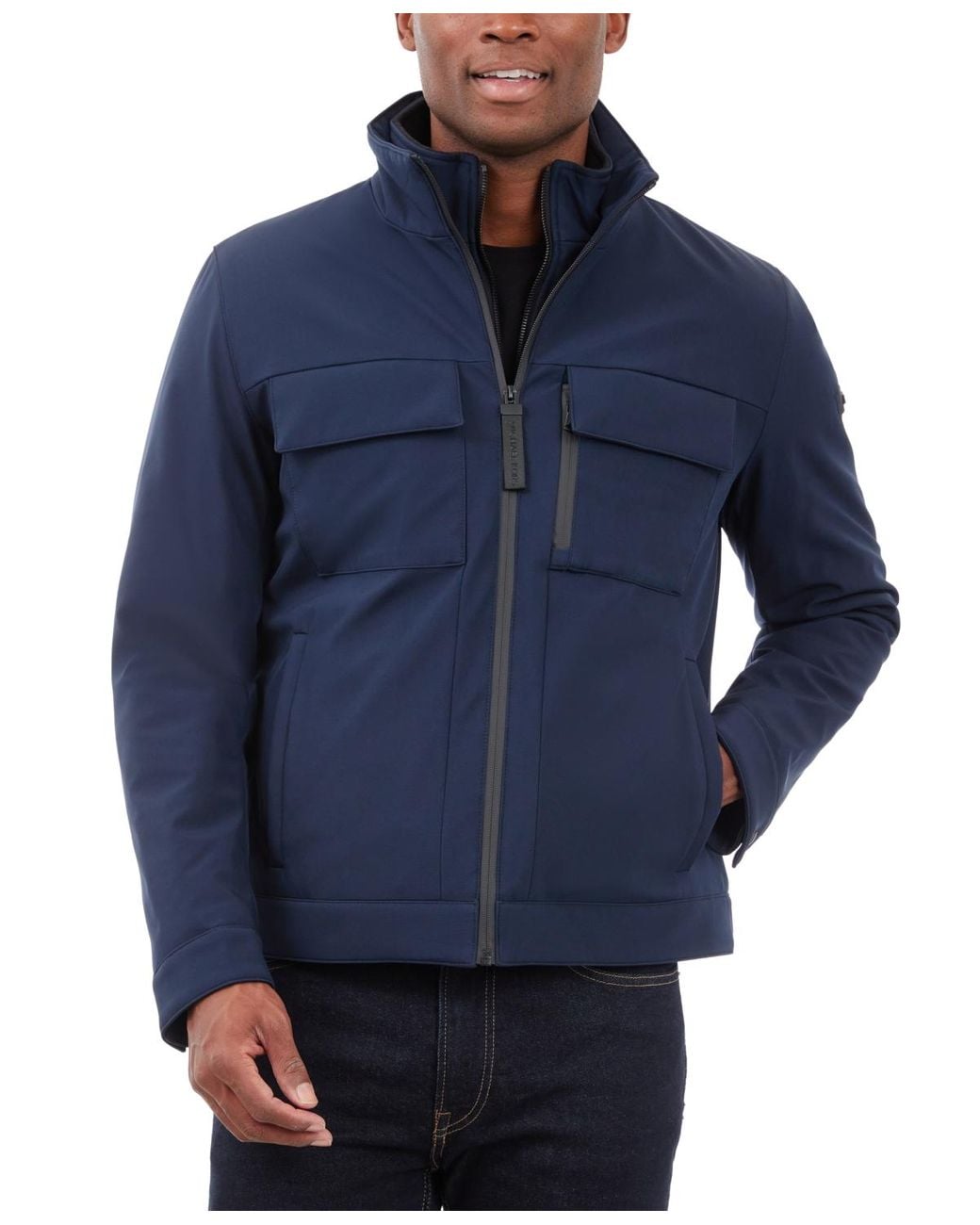 Michael Kors Pocket Polyester Soft Shell Jacket in Blue for Men | Lyst