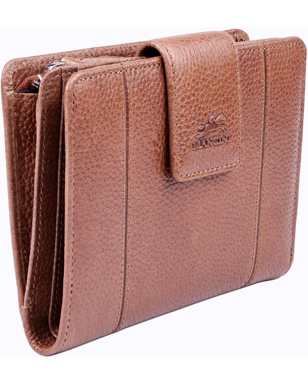 Mancini Fifth Avenue Rfid Secure Zipper Clutch in Brown | Lyst