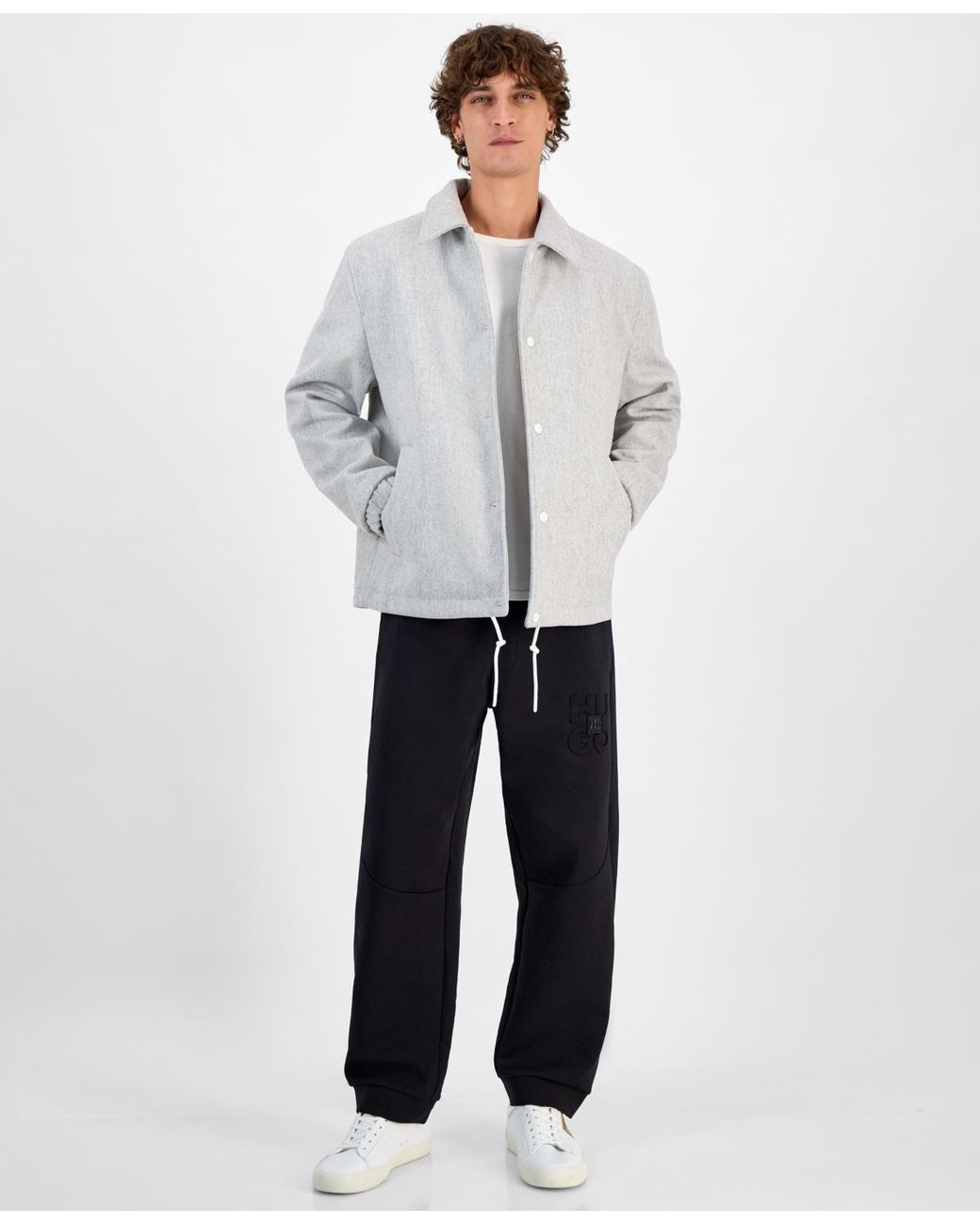 BOSS Hugo By Baks Snap-front Coach Jacket in Gray for Men | Lyst