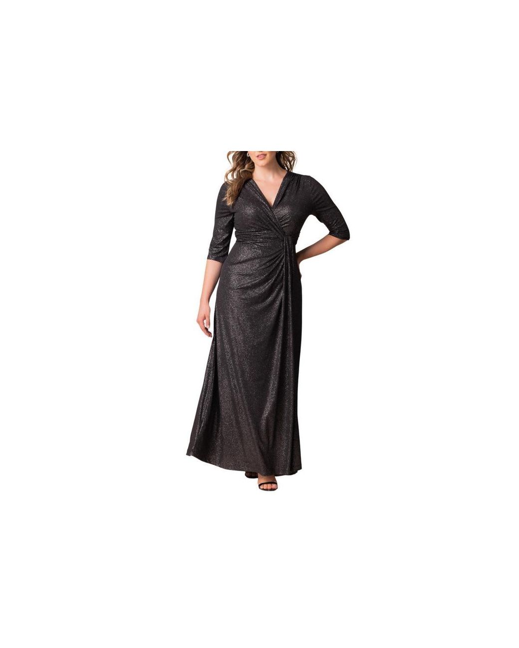 Kiyonna Plus Size Romanced By Moonlight Long Gown in Black | Lyst