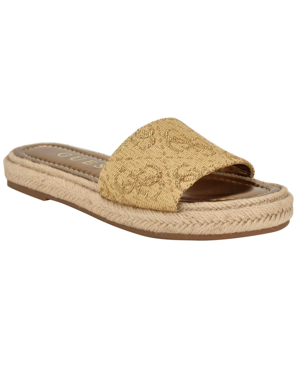 Guess Katic Slide Espadrille Flat Sandals in White | Lyst
