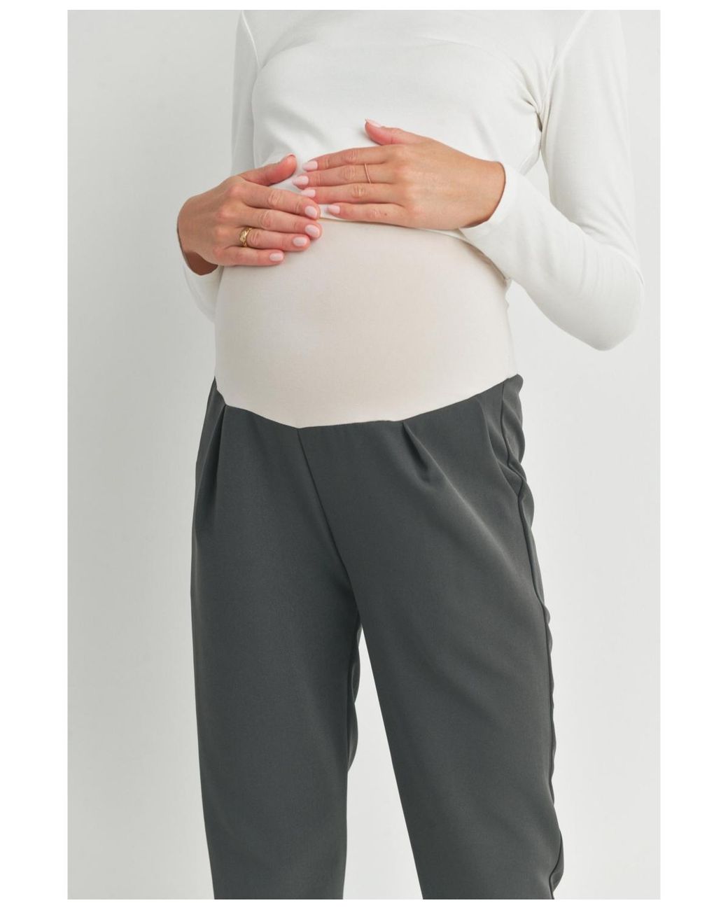 Hello Miss Maternity Relax Fit Over The Belly Pants in Gray | Lyst