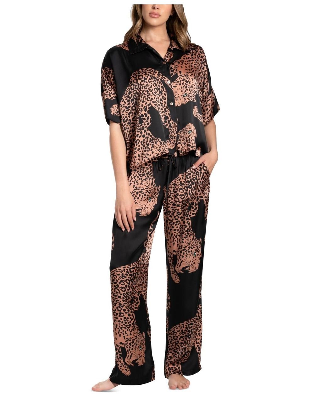 MIDNIGHT BAKERY Lilith 2-pc. Satin Pajamas Set in Black | Lyst