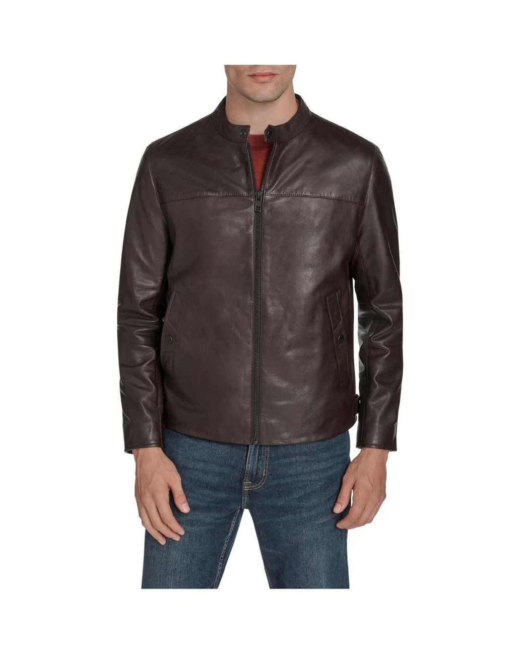 Andrew Marc Black Label Macalister Leather Jacket in Gray for Men | Lyst