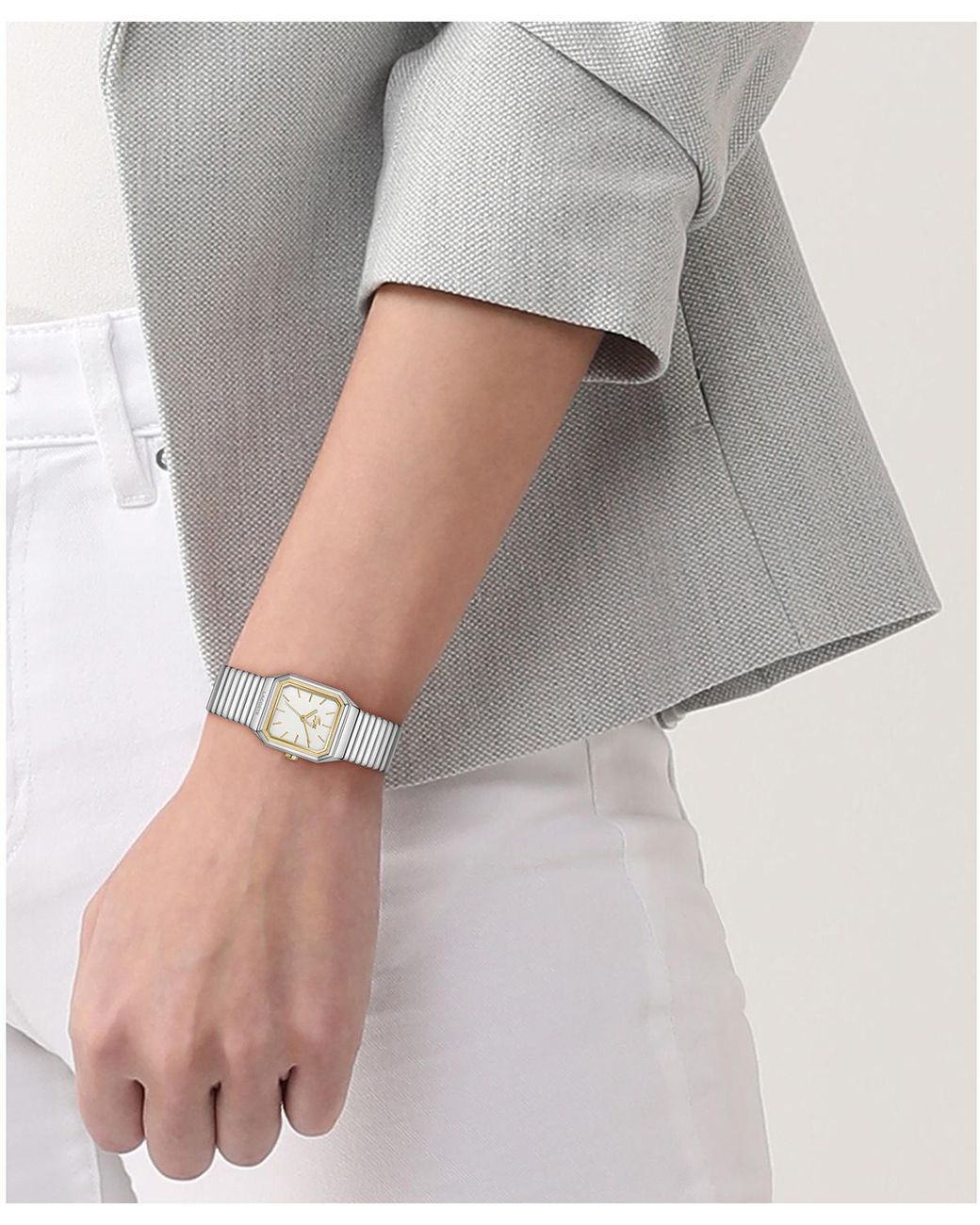Lacoste Rene Silver Tone Stainless Steel Mesh Bracelet Watch in ...