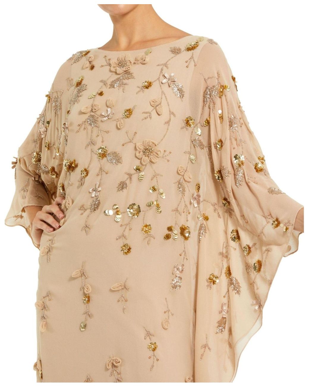 Mac Duggal Floral Embellished Trapeze Dress in White | Lyst
