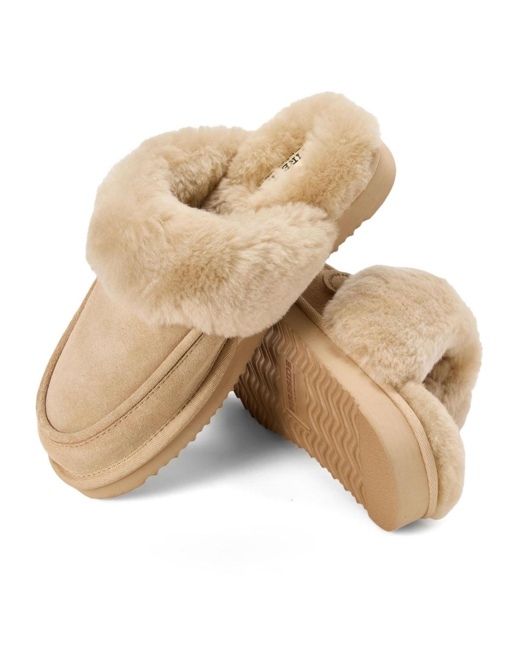 Dearfoams Melville Genuine Shearling Scuff Slipper in Natural | Lyst