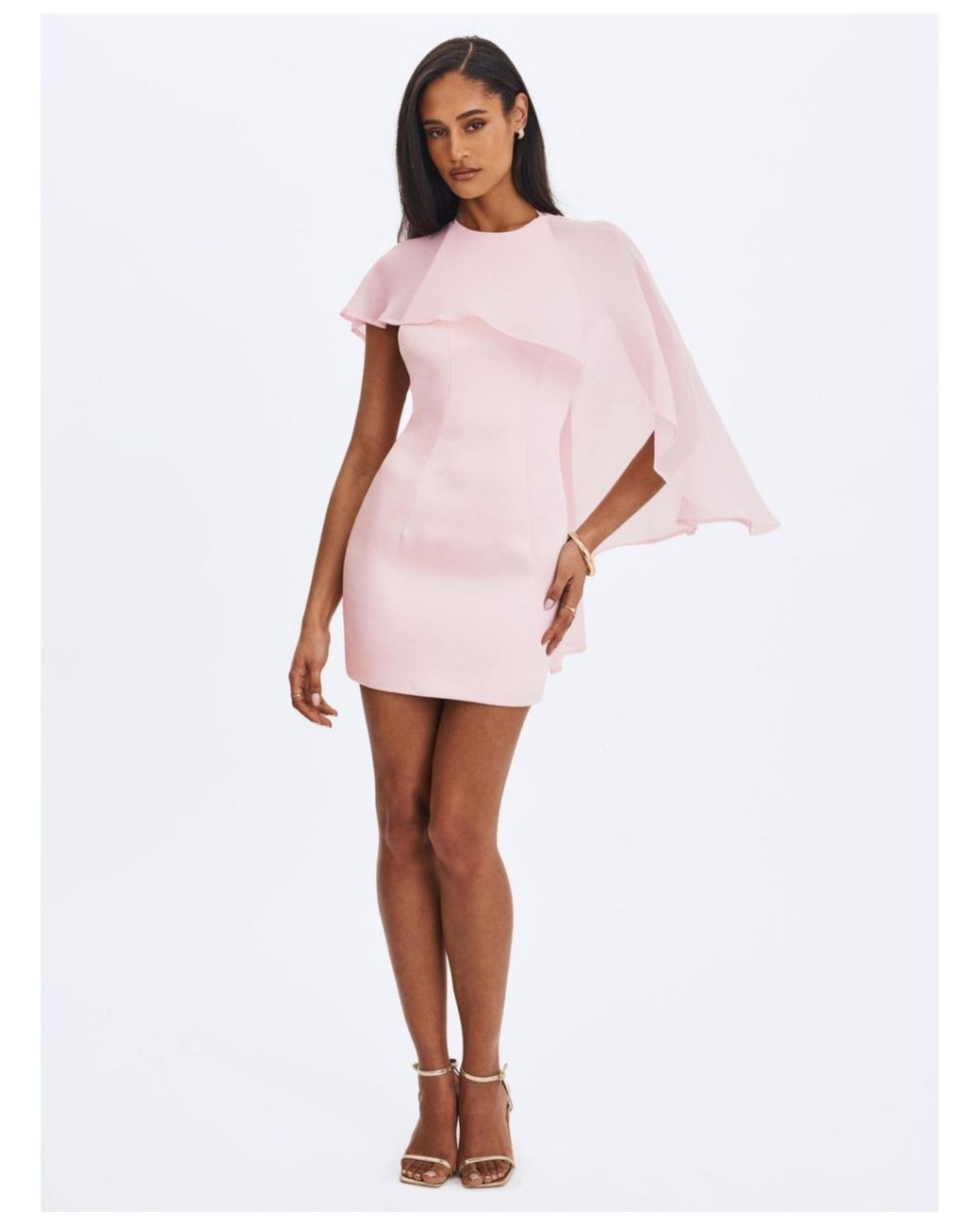 Miss Circle Umeko Tulip Asymmetrical Cape Mini Dress in White | Lyst