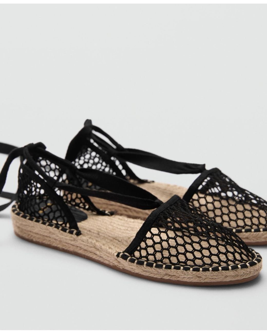 Mango Openwork Espadrilles in Black | Lyst