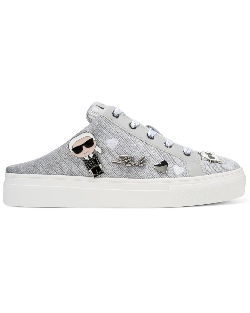KARL LAGERFELD Paris Cambria Slip On Sneaker Mule With Pins in Gray | Lyst