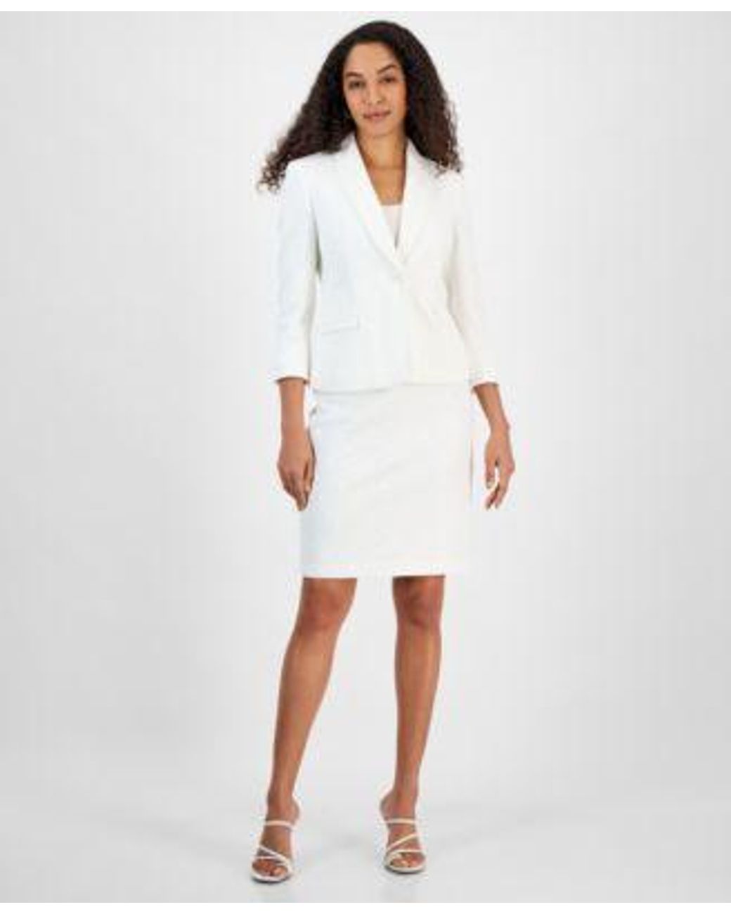 Kasper Bonded Lace Shawl Collar Jacket Bonded Lace Slim Skirt Regular ...