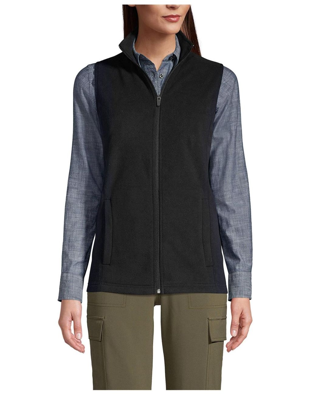 Lands' End Thermacheck 100 Fleece Vest in Black | Lyst