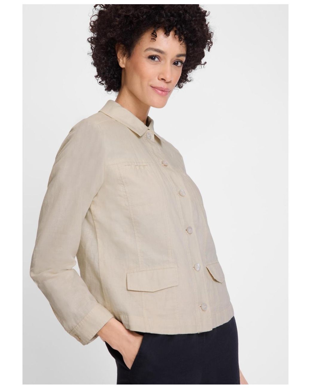 Olsen Linen Blend Jacket in Natural | Lyst