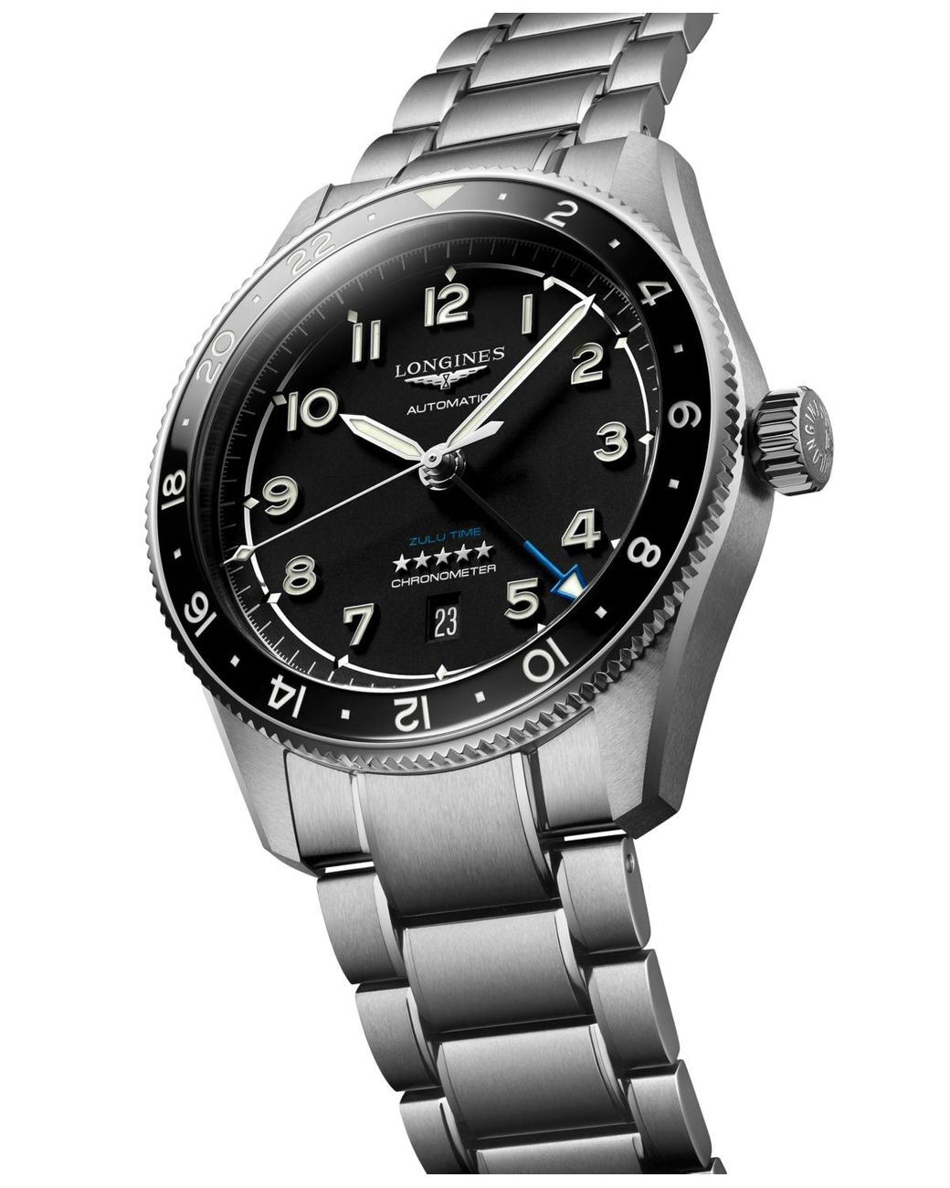 Longines Swiss Automatic Spirit Zulu Time Stainless Steel Bracelet ...