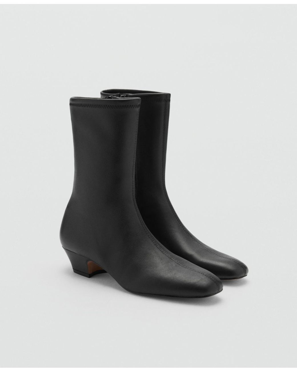 Mango Rectangular Heel Ankle Boots in Black | Lyst