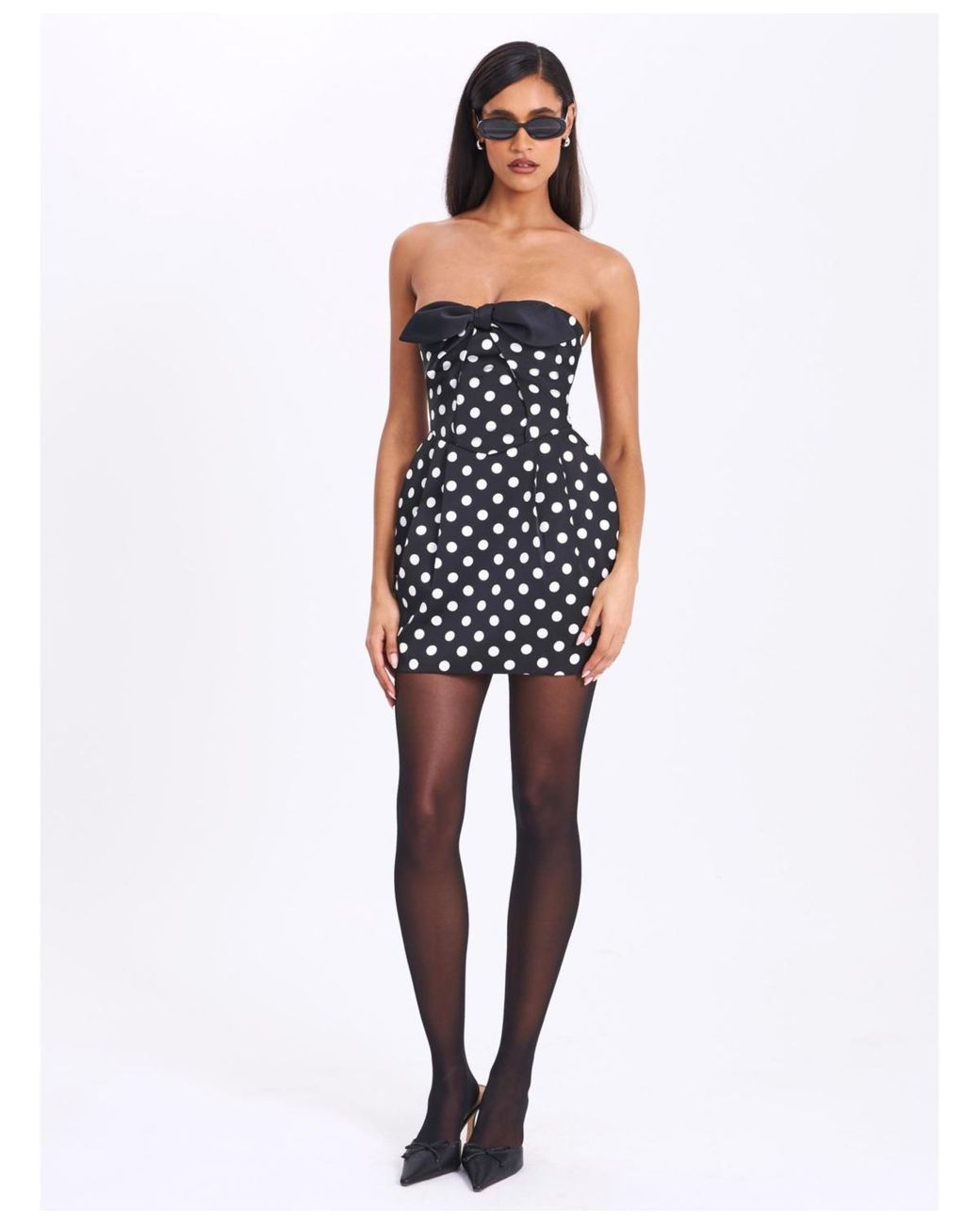 Miss Circle Tahira Polka Strapless Mini Dress in Blue | Lyst