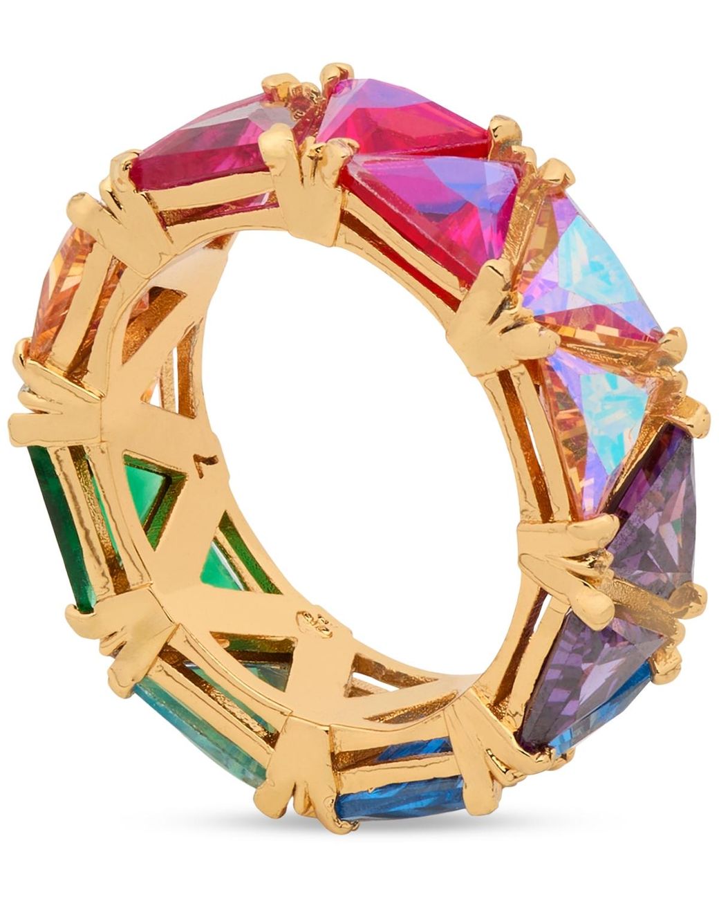 Kate Spade Gold-tone Color Cubic Zirconia Eternity Band Ring in Pink | Lyst