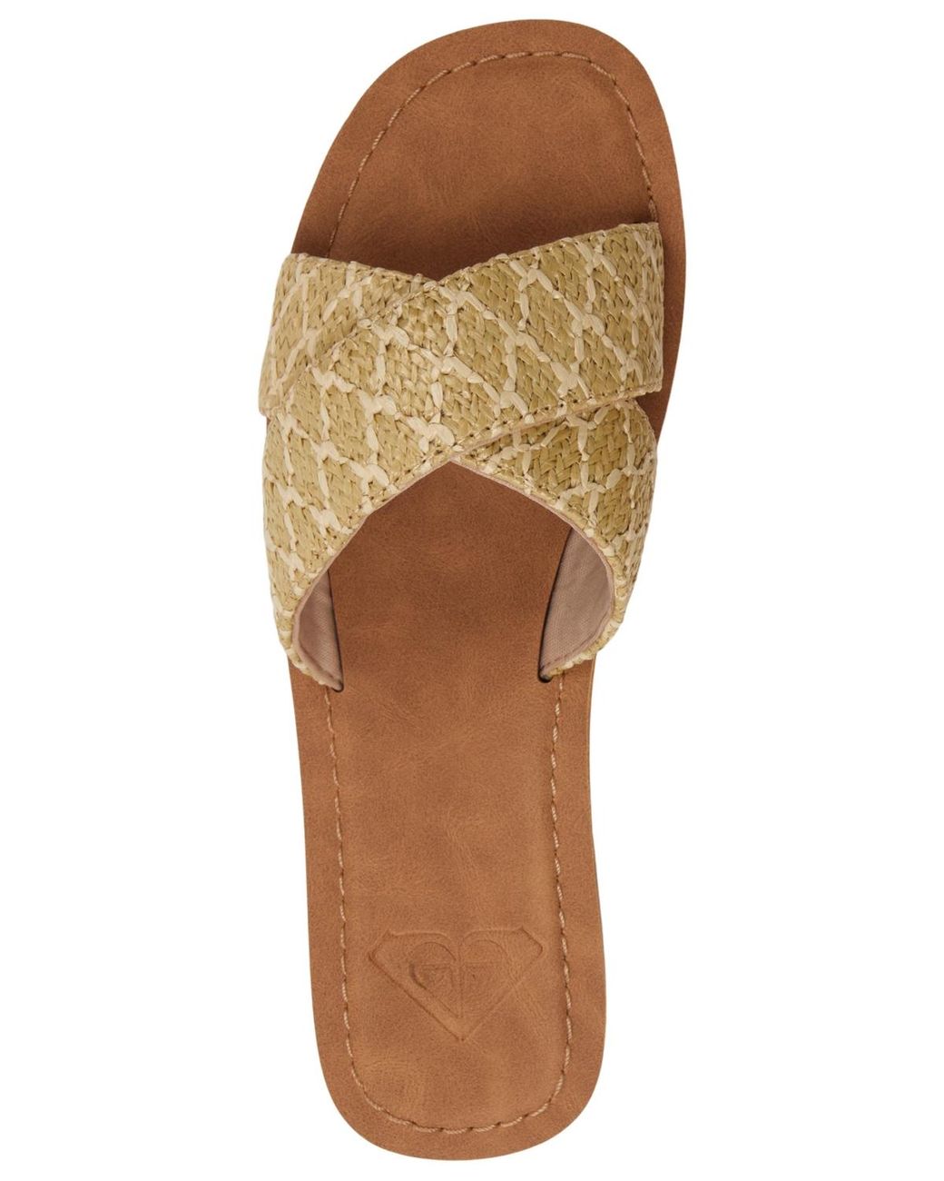 Roxy Andreya Raffia Ladies Slip On Sandals in Brown | Lyst