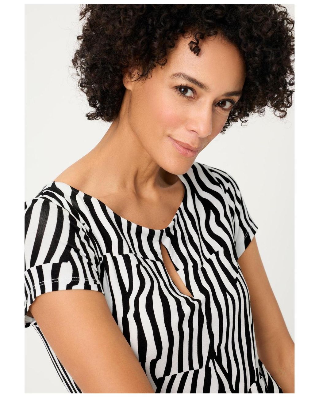 Olsen Modern Zebra Faux Wrap Dress in White | Lyst