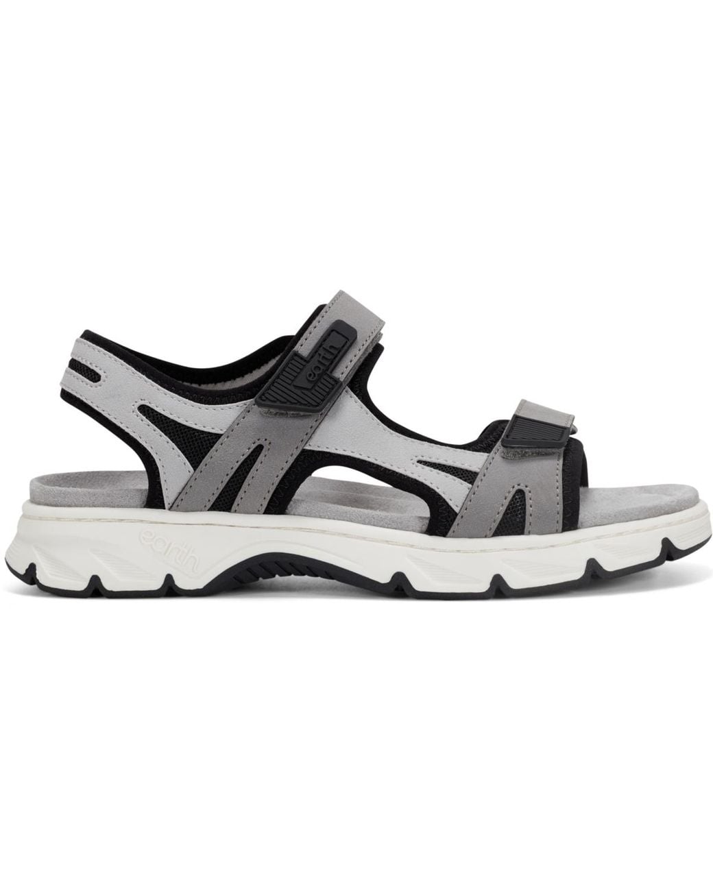 Earth Venny Banded Sporty Flat Sandals in Black | Lyst