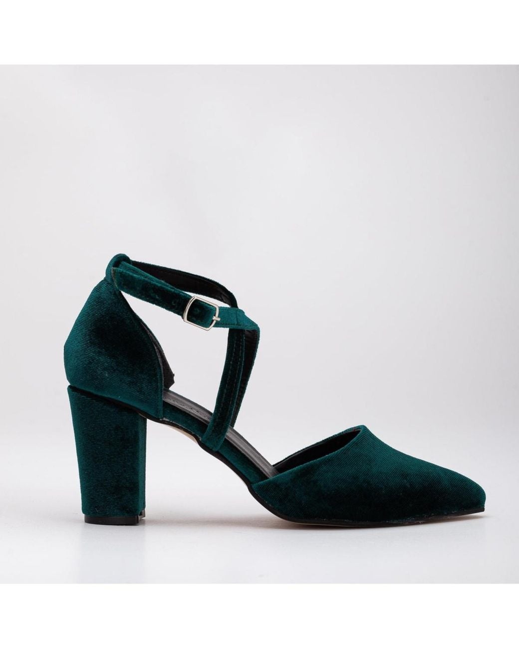 Forever & Always Shoes Sina Criss Cross High Block Heels in Black | Lyst