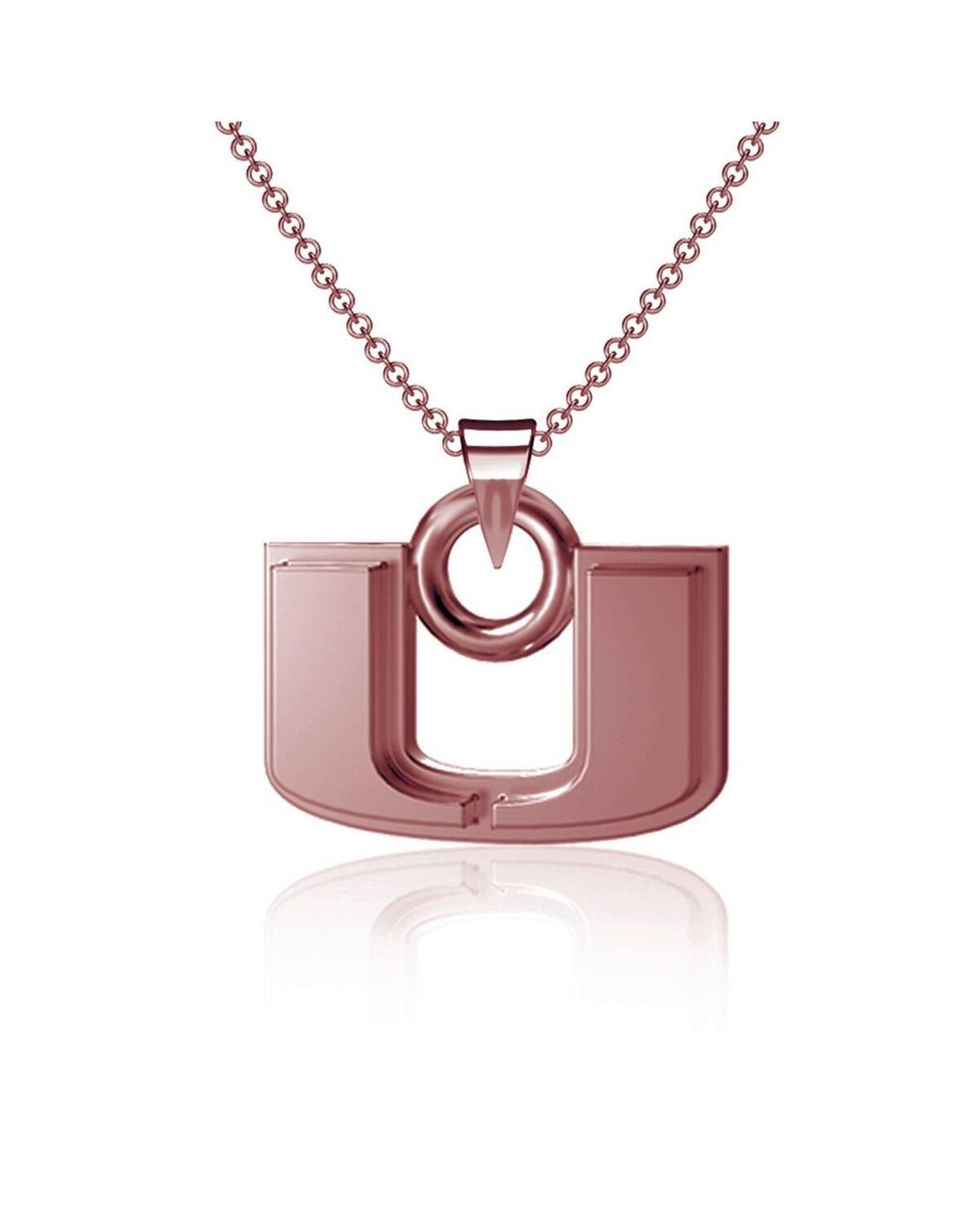 Dayna Designs Miami Hurricanes Rose Gold Pendant Necklace in Pink | Lyst