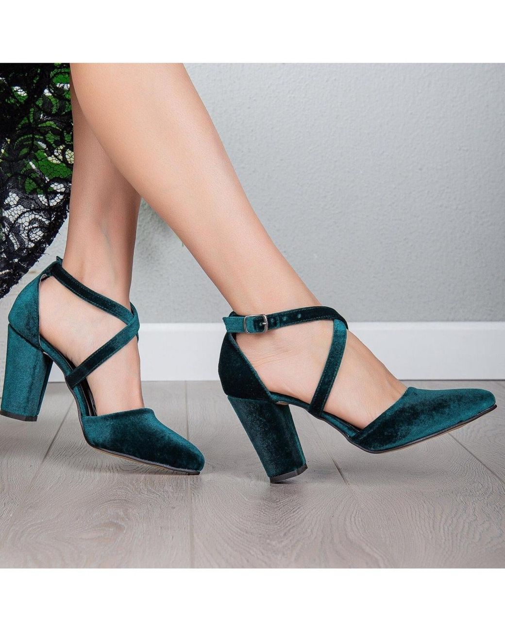 Forever & Always Shoes Sina Criss Cross High Block Heels in Black | Lyst