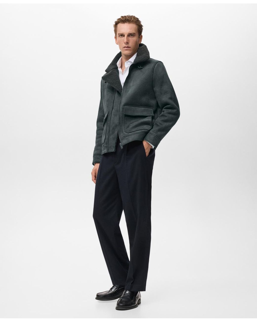 Mango Double Face Fleece Effect Jacket in Gray for Men | Lyst