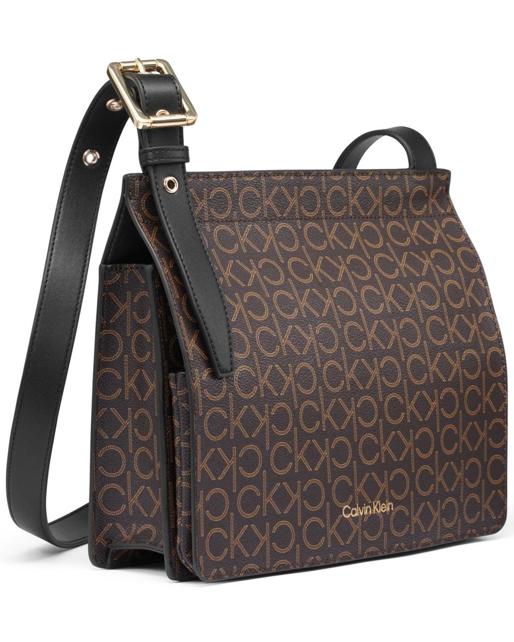 Calvin Klein Havana Flap Signature Small Messenger Bag in Gray | Lyst
