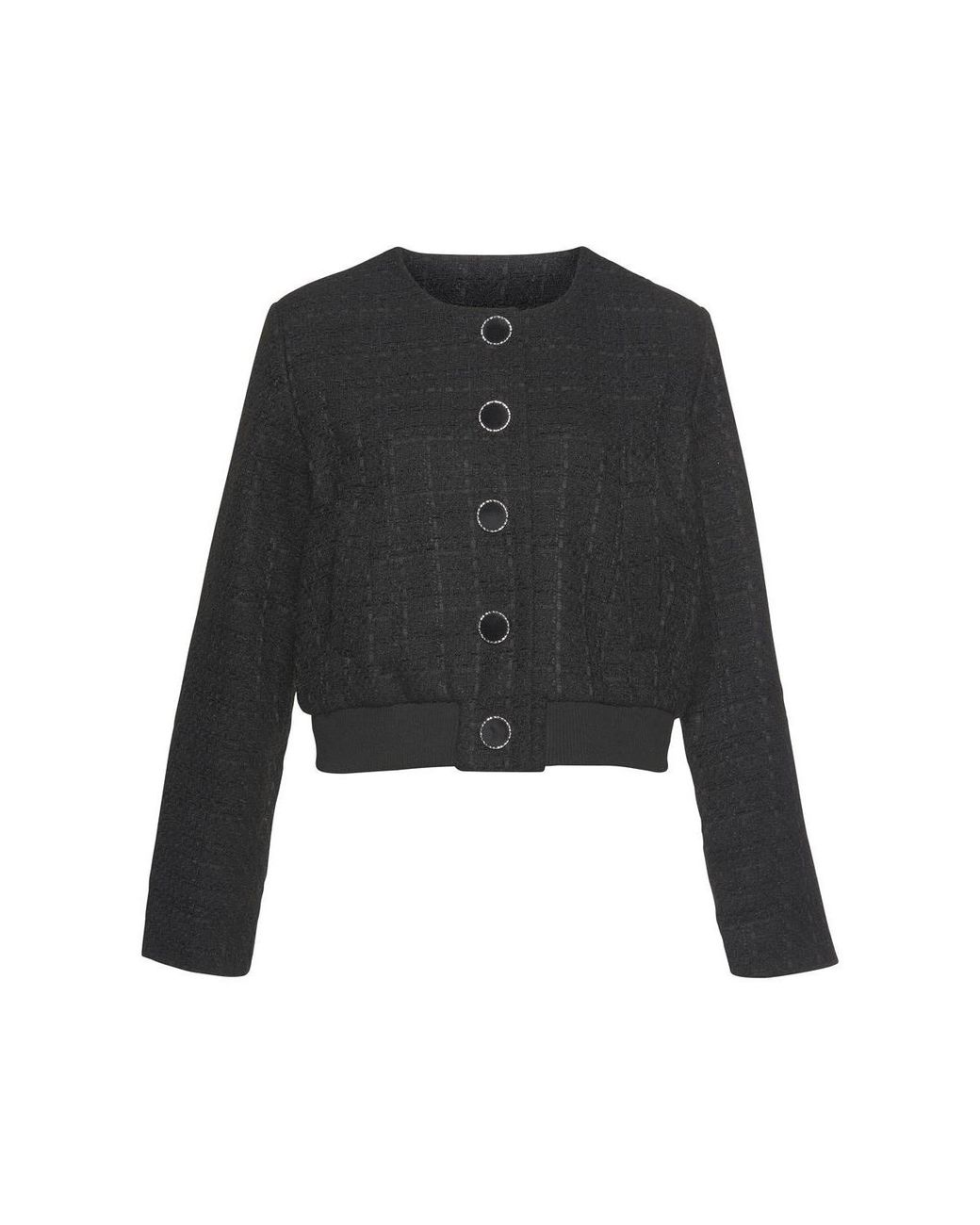Lascana Round Neckline Tweed Jacket in Black | Lyst