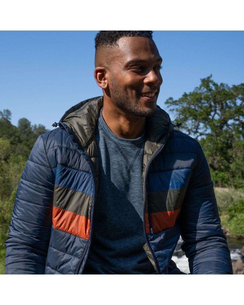 Free Country Tri-color Hooded Puffer Jacket in Blue for Men | Lyst