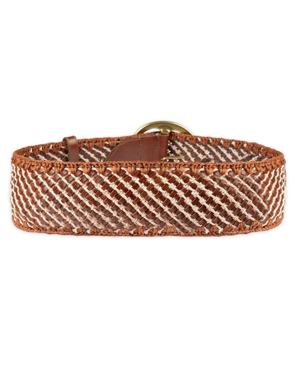 Sam Edelman Raffia And Leather Woven Belt in Brown | Lyst