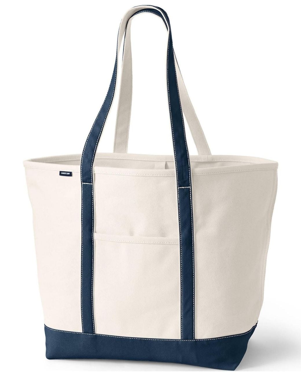Lands' End Extra Large 5 Pocket Open Top Long Handle Canvas Tote Bag in ...