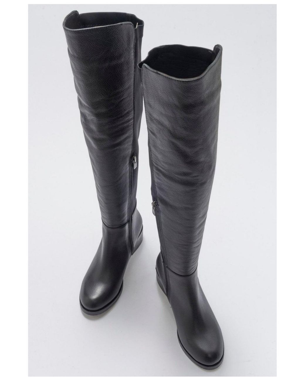 Forever & Always Shoes Cassie Leather Knee High Boot () in Black | Lyst