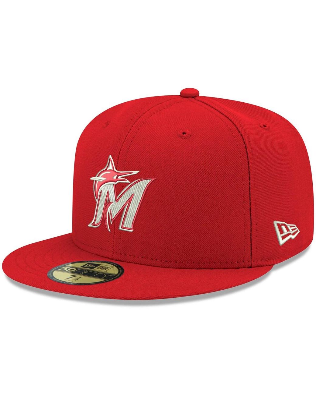 KTZ Miami Marlins Logo White 59fifty Fitted Hat in Red for Men | Lyst