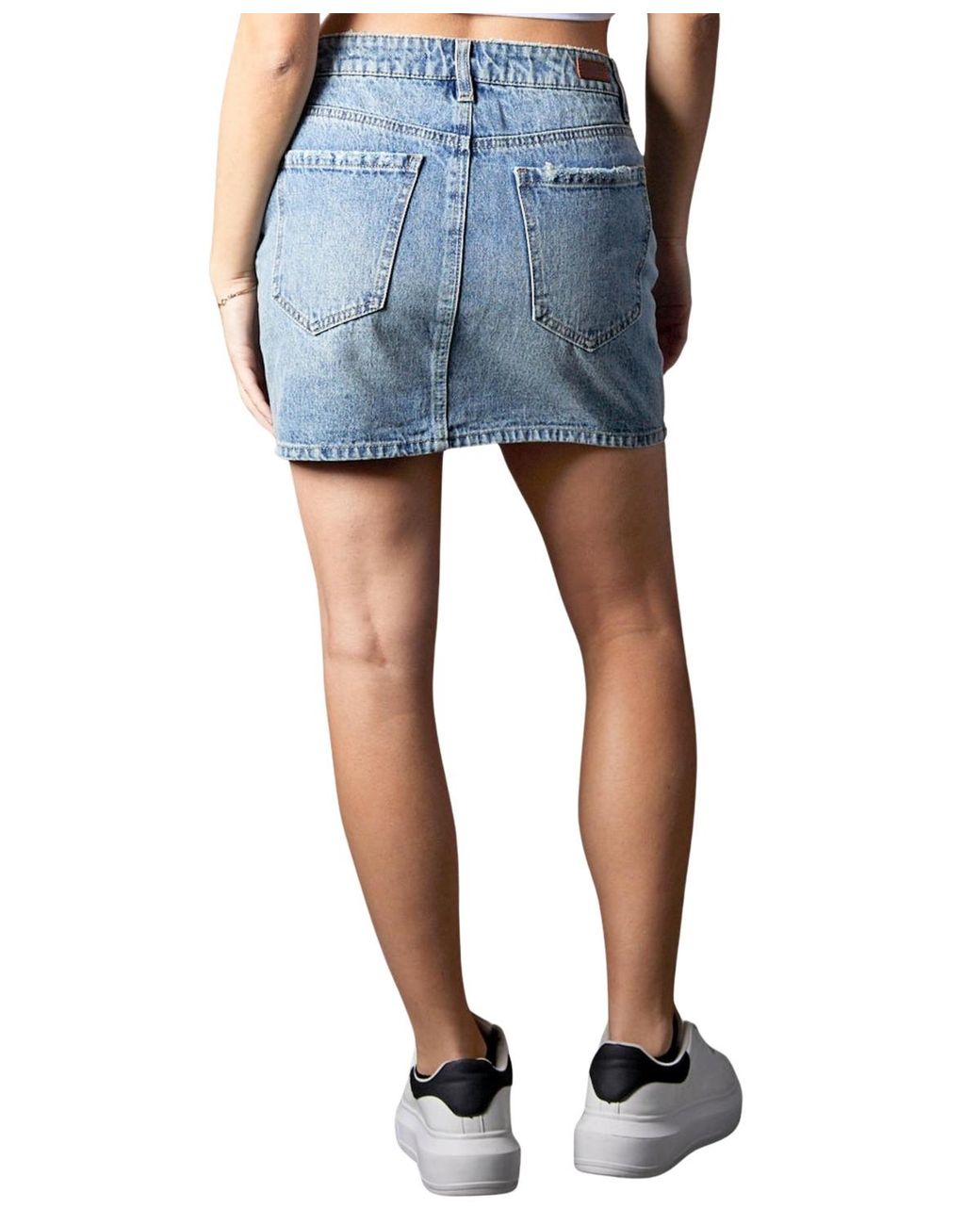 Blue Revival On The Edge Denim Mini Skirt in Blue | Lyst